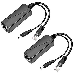 uxcell PoE Splitter Power over Ethernet Adapter 48V to 12V 2.2A for Surveillance Camera with 145mm Wire 2Pcs
