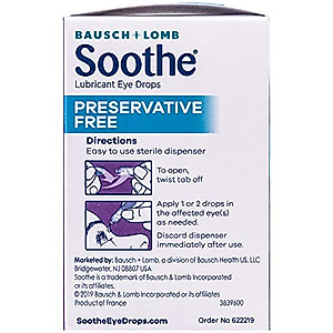 Eye Drops by Bausch & Lomb, Lubricant Relief for Dry Eyes, Preservative Free, Single Use Dispensers, 0.6 mL, 28 Count (Pack of 2)