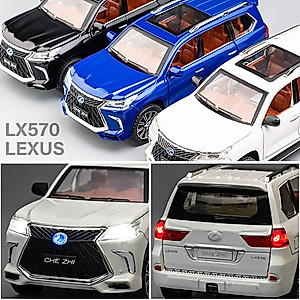 EROCK Exquisite car Model 1/24 Lexus 570 Off-Road in Luxury SUV Model Car, Zinc Alloy Pull Back Toy car with Sound and Light for Kids Boy Girl Gift