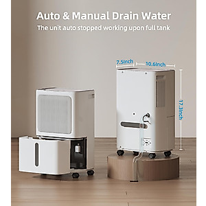 VEAGASO 2500 Sq. Ft Dehumidifier for Basement, 34 Pint Dehumidifiers For Home, Large Room, Auto Drain or Manual Drainage, Digital Control Panel, Auto Defrost, 24H Timer, Child Lock