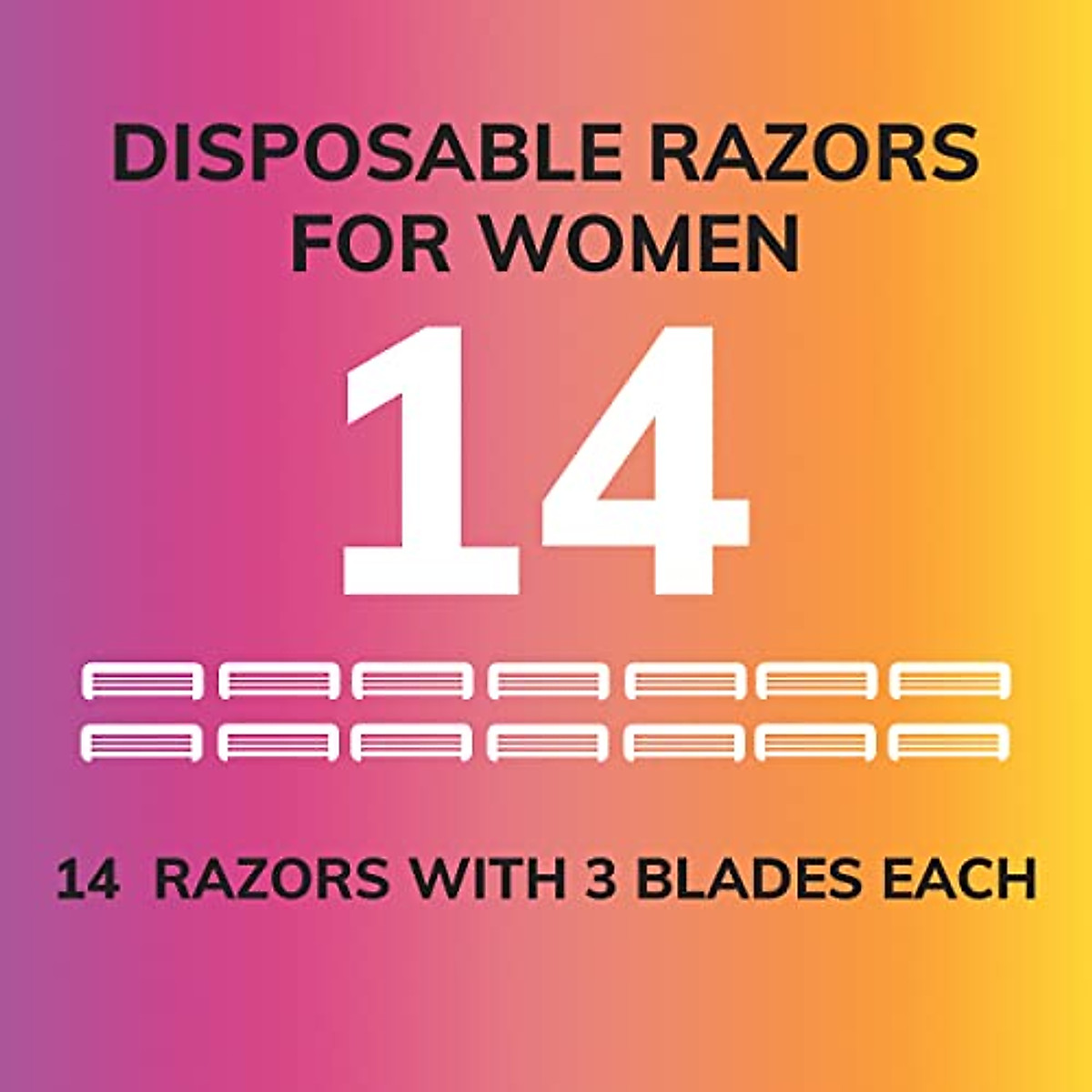 BIC Soleil Smooth Colors Women's Disposable Razors With Aloe Vera and vitamin E Lubricating Strip for Enhanced Glide, With 3 Blades, 14 Count