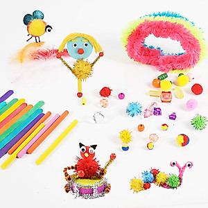 KIDDYCOLOR Art and Craft Supplies for Kids, All in One DIY Craft Supplies Set for Toddler Ages 4 5 6 7 8 9 10 11 12, 1000+Pcs Craft Supply Box - Gift Idea for Preschool Kids Project Activity