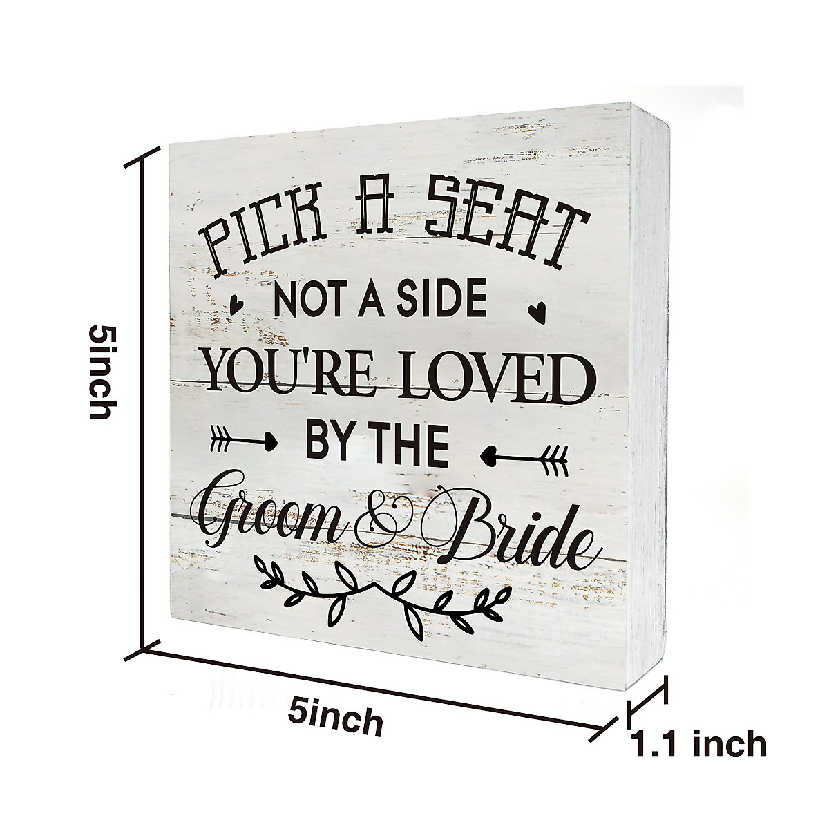 Wedding Ceremony Wooden Box Sign Desk Decor Rustic Pick a Seat Not a Side Wood Block Plaque Box Sign for Home Wedding Reception Table Decoration (5 X 5 Inch)