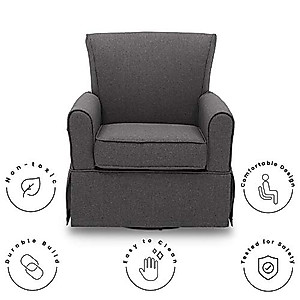 Delta Children Upholstered Glider Swivel Rocker Chair, Charcoal