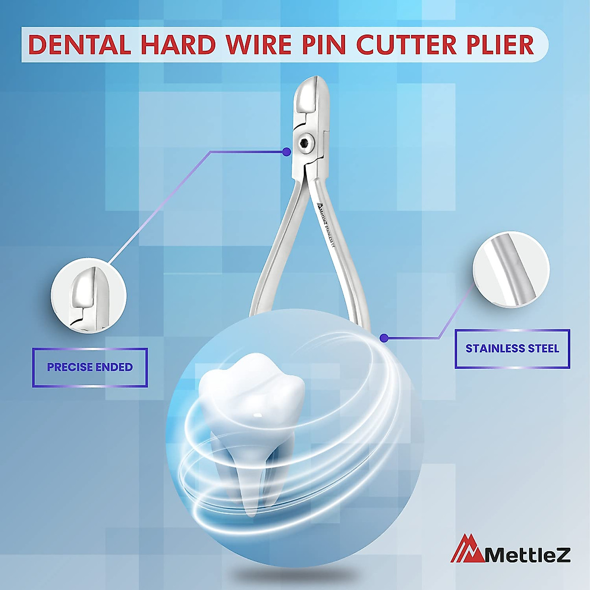 MettleZ Orthodontic Hardwire Cutter Dental Instrument - Dental Hard Wire Pin Cutter Ligature Wire Cutting Ortho Care Lab