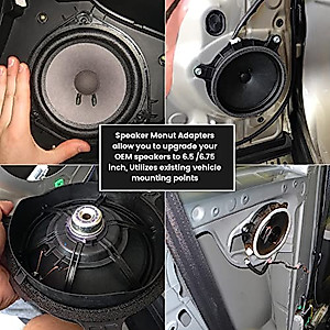 RED WOLF 6.5 Inch Door Speaker Adapter Spacer Ring Speaker Wire Harness Connector Compatible with Toyota 1998-2015, Scion 2004-2014 Aftermarket Speaker Adapter Bracket Wiring Cable Plug Install