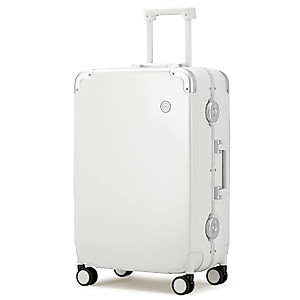 mixi Carry On Luggage 20'' Travel Suitcase Rolling Luggage Aluminum Frame PC Hardside with Spinner Wheels & TSA Lock - Smoke White