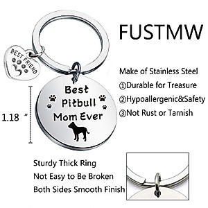 FUSTMW Dog Owner Gifts Best Pitbull Mom Ever Keychain Dog Lover Gifts Paw Print Jewelry Pet Owner Rescue Gift (best pitbull mom)