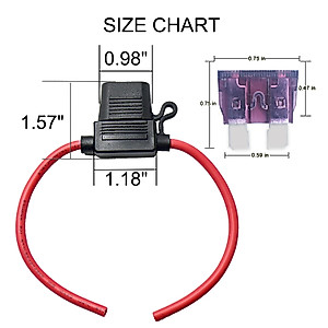 MuHize 10 Gauge Inline Fuse Holder - Heavy Duty 10 AWG Waterproof Add a Circuit Fuse Holder, Standard APR ATO ATC Fuse Holder with 40AMP Standard Fuses(3 Pack)