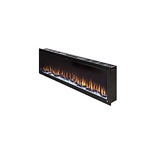 Touchstone Sideline Elite Smart 60” WiFi-Enabled Electric Fireplace - in-Wall Recessed - 60 Color Combinations - 1500/750 Watt Heater (68-88°F Thermostat) - Black - Log, Crystals & Driftwood - 80037