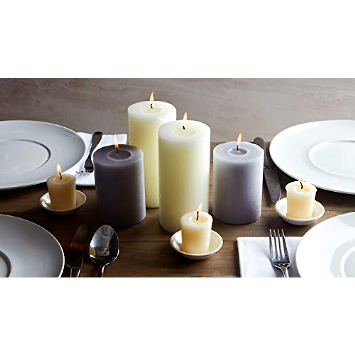 Set of 3 Pillar Candles 3" x 6" Unscented Handpoured Weddings, Home Decoration, Restaurants, Spa, Church Smokeless Cotton Wick - Ivory