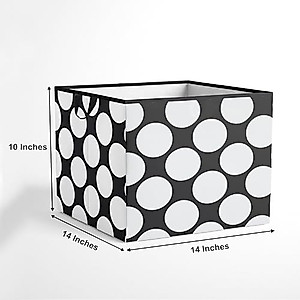 Bacati - Large Storage Tote Dots Pin Stripes Black Neutral 14 x 14 x 10 inches