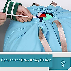 LOLOMLO Extra Large Canvas Laundry Bags with Handles & Drawstring Closure, Heavy Duty Tears Resistant Clothes Storage Travel Bags, Machine Washable Multi Use Laundry Bag liner for Laundry Hamper - 25.5" x 34" - Sky Blue