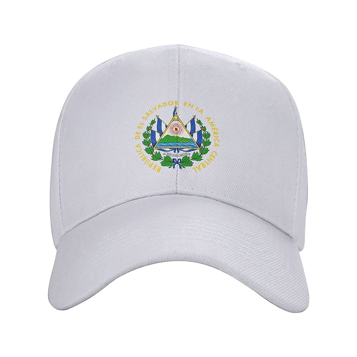 ZMHOOT Coat of Arms of El Salvador Baseball Cap Men and Women Duck Tongue Hat Casquette Adjustable White, One Size