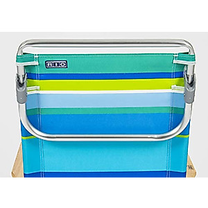 RIO beach Classic 5-Position Lay-Flat Folding Beach Chair, 30.8" x 24.75" x 29.5", Cool Blue Stripes