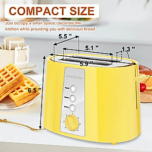 SEEDEEM Toaster 2 Slice, Extra Wide Slot Toaster, 7 Shade Settings, Bread Toaster with Cancel, Defrost, Reheat Function, Extra Wide Slots for Waffle or Bagel, Removable Crumb Tray, 750W, Lemon Yellow