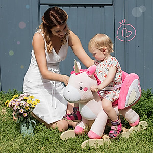 labebe - Baby Rocking Horse, Ride Unicorn, Kid Ride On Toy for 6 Month-3 Year Old, Infant (Boy Girl) Plush Animal Rocker, Toddler/Child Stuffed Ride Toy (Pink)