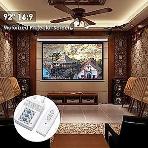 Yescom 92" 16:9 Electric Motorized Projector Screen Auto with Remote Control Home Classroom Meeting Room Bar