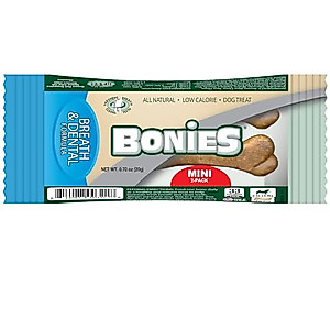 Bonies Natural Breath and Dental Formula Treats for Dogs, Made in USA - All Natural - Freshens Breath - Low Calories - for Dog Chicken Flavor, 2 Mini Bones Pack