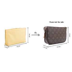 ALUCKY Purse Organizer Insert, Premium Nylon Bag organizer with zipper, Bag in bag Liner Shaper Compatible for L-V Pochette Accessory khaki