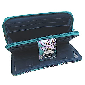 Vera Bradley Cotton RFID Turnlock Wallet, Peacock Garden