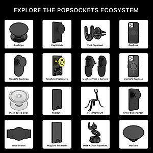 PopSockets: Phone Wallet with Expanding Grip, Phone Card Holder, Wireless Charging Compatible, Wallet for MagSafe - All Smiles