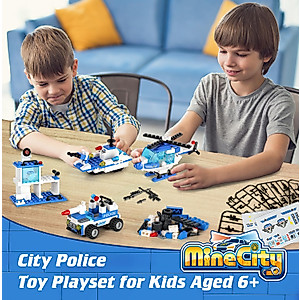 WishaLife City Police Mobile Command Center Truck Building Toy, W/Police Car, Airplane, Boat, Gifts for 6 Plus Year Old Kids, Boys, Girls (1338 PCS)