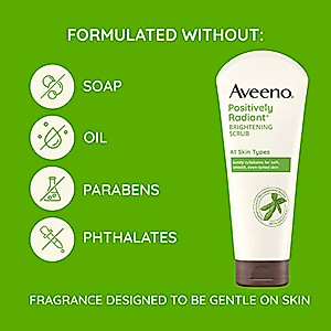 Aveeno Positively Radiant Skin Brightening Exfoliating Daily Facial Scrub, Moisture-Rich Soy Extract, helps improve skin tone & texture, Oil-& Soap-Free, Hypoallergenic, 7 oz