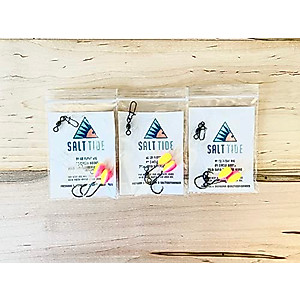 3 Pack '#1' Pompano Rig Surf Fishing Hi-Lo Double Drop Hand-Tied 25LB Mono (Pink/Yellow)