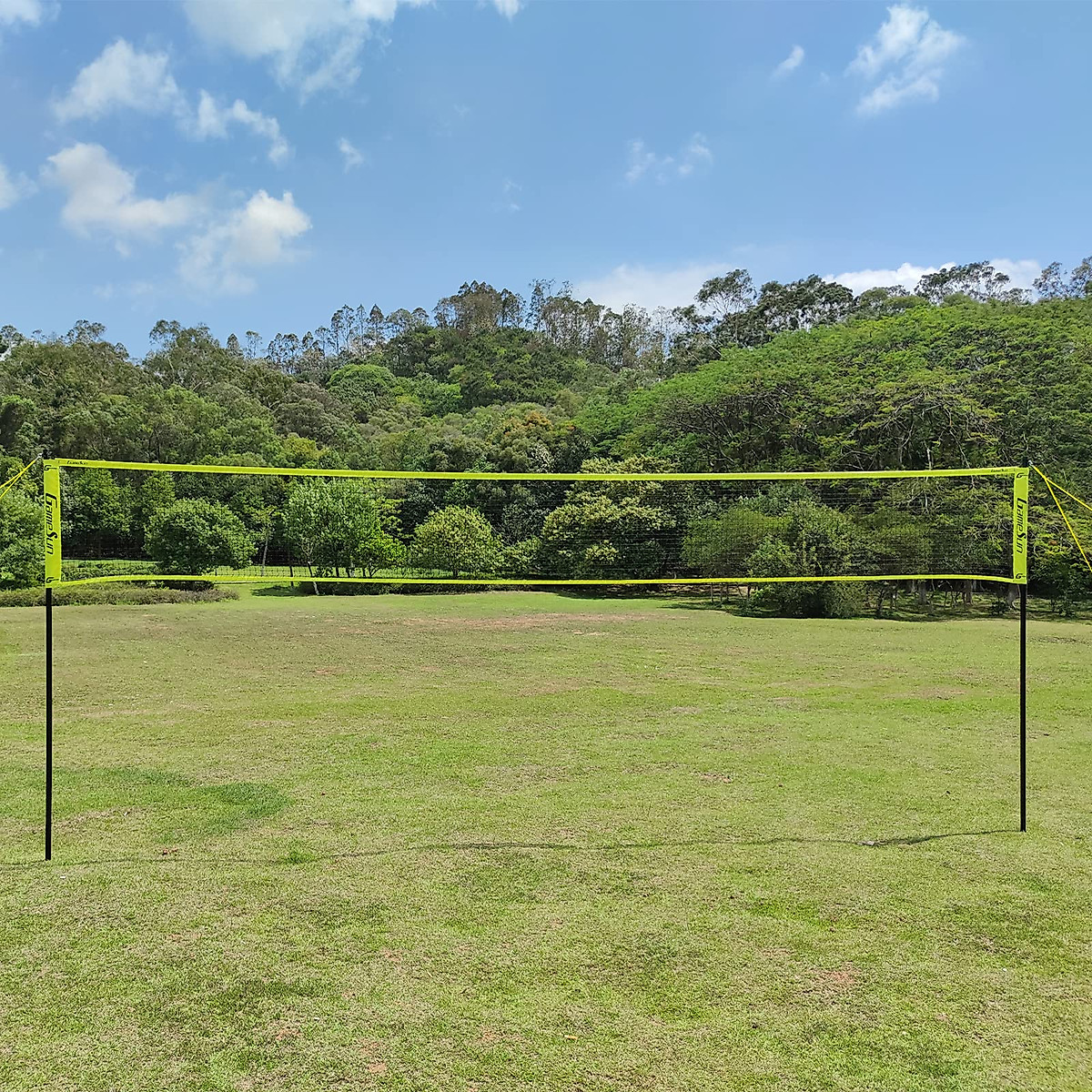 Volleyball Badminton Combo net Set for Backyard and Outdoor with Sleeve Net, 4 Pro Racquets, Nylon Carry Bag