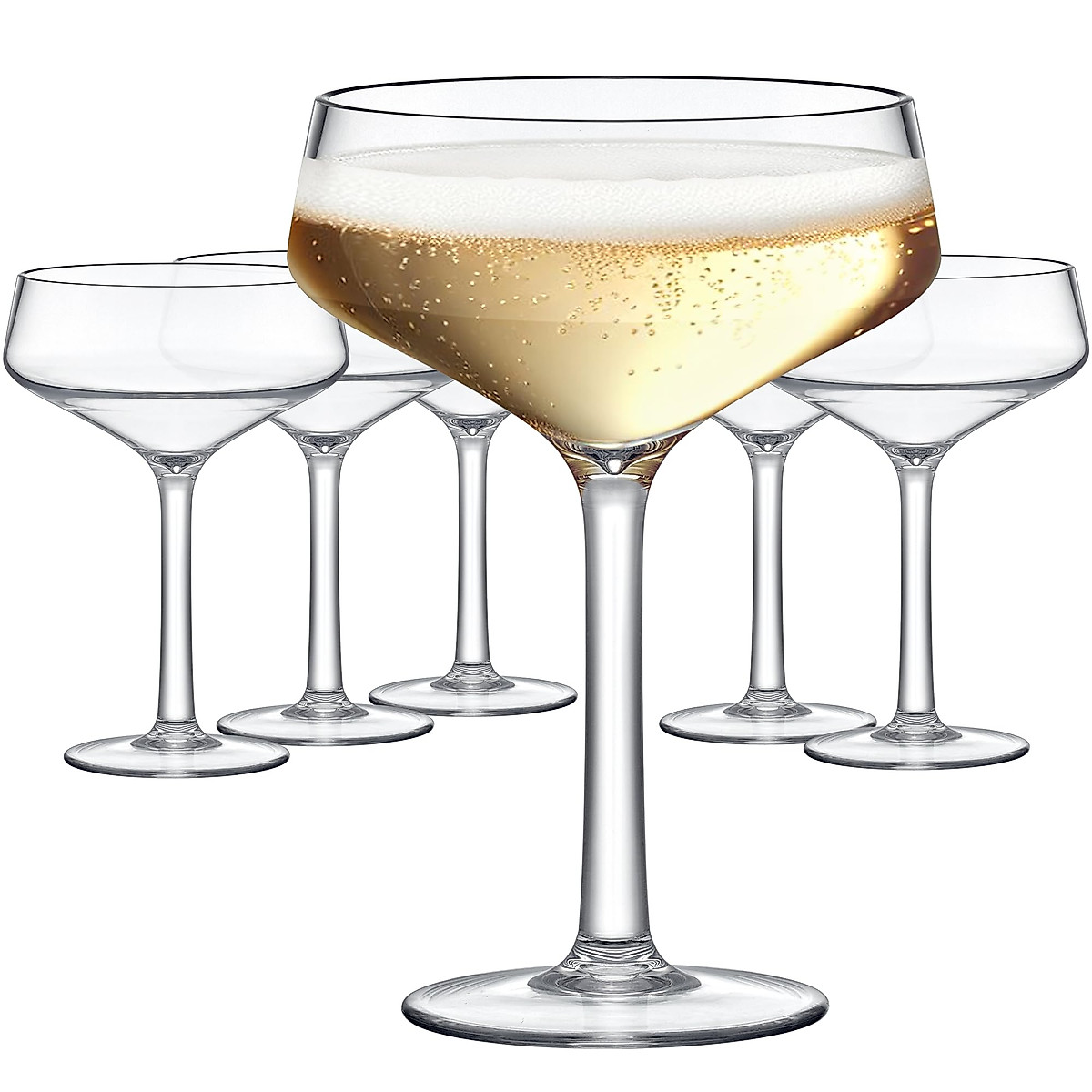 Amazing Abby - Courtney - 12-Ounce Plastic Coupe Glasses (Set of 6), Martini Glasses, Champagne Saucers, Reusable, BPA-Free, Shatter-Proof, Dishwasher-Safe, Perfect for Poolside, Outdoors, and More