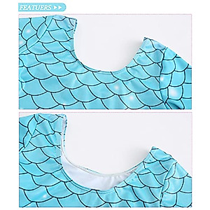 SEAUR Kids Leotard Gymnastics Dance Leotards for Girls Gymnastics Bodysuit Long Sleeve One-Piece Sparkle Mermaid Dance Outfit Athletic Dancewear 13-14