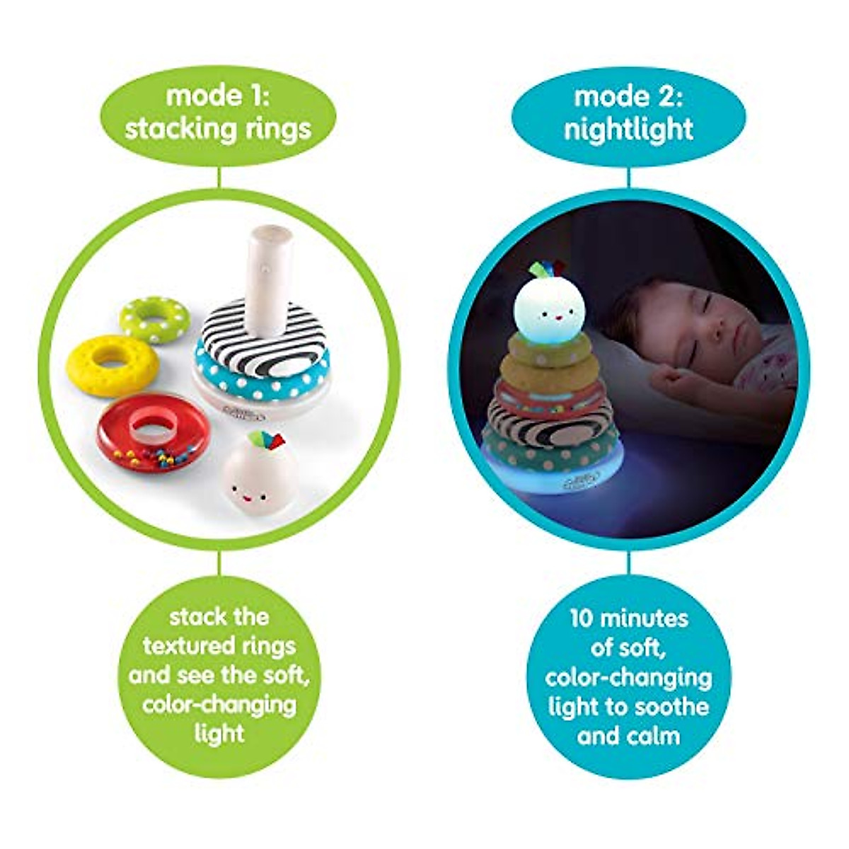 Early Learning Centre Little Senses Glowing Stacking Rings, Stimulates Senses, Fine Motor Skills, Hand Eye Coordination, Kids Toys for Ages 06 Month, Amazon Exclusive