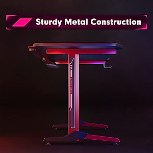 Homall Gaming Desk Computer Desk Racing Style Office Table Gamer Pc Workstation T Shaped Gamer Game Station with Free Mouse Pad, Cup Holder and Headphone Hook (44 Inch, Red)
