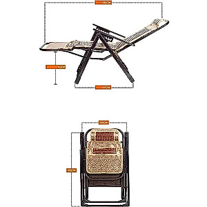 RUVOO Zero Gravity Chair Lounge Chair Bamboo Chair Folding Recliner Lunch Break Nap Backrest Seat Home Leisure Portable Adjustable Armchair for Beach Garden Folding Recliner Chair Patio Lounge Chair