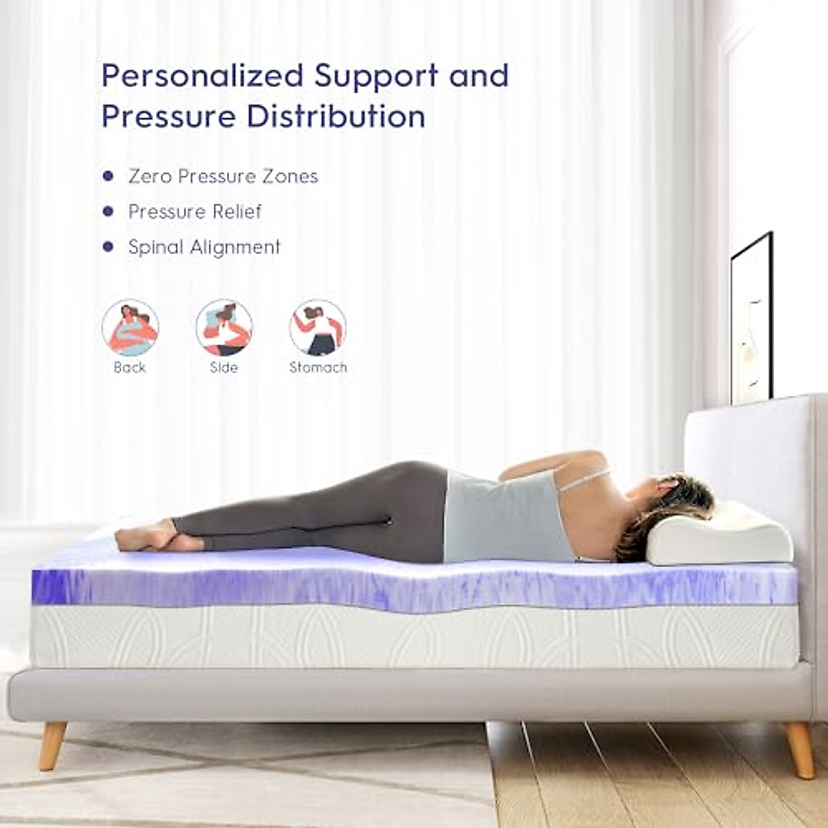 ELEMUSE 2 Inch Ventilated Design Memory Foam Twin Mattress Topper,Cooling Gel Infused Swirl Foam Pad for Pressure Relief Back Pain,Bed Topper for Body Support, CertiPUR-US Certified