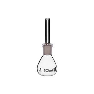 EISCO 10mL Specific Gravity Bottle - Borosilicate Glass - Flat Bottom with Perforated Stopper - For Determining Liquid Density Labs