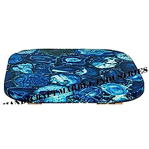 24" Inch Agate Square Table, Natural Agate Table, Square Coffee Table, Blue Agate Table, Square Agate Stone Table