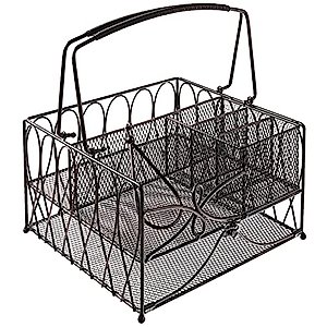 Gourmet Basics by Mikasa Loop Picnic Plate Napkin and Flatware Storage Caddy, Large, Antique Black