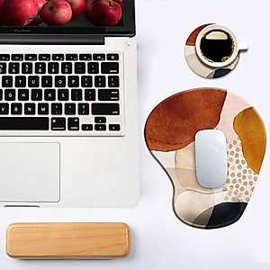 DOOKE Ergonomic Mouse Pad with Wrist Support and Coaster,Mouse Pads with Non-Slip PU Base for Home Office Working Studying Easy Typing & Pain Relief Boho Succulent