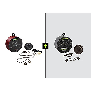 Shure AONIC 5 True Wireless Earbuds Bundle - Sound Isolating Earphones + RMCE-TW2 Bluetooth Adapter, Hi-Def Sound + Natural Bass, Three Drivers, Secure In-Ear Fit, Durable Quality - Black