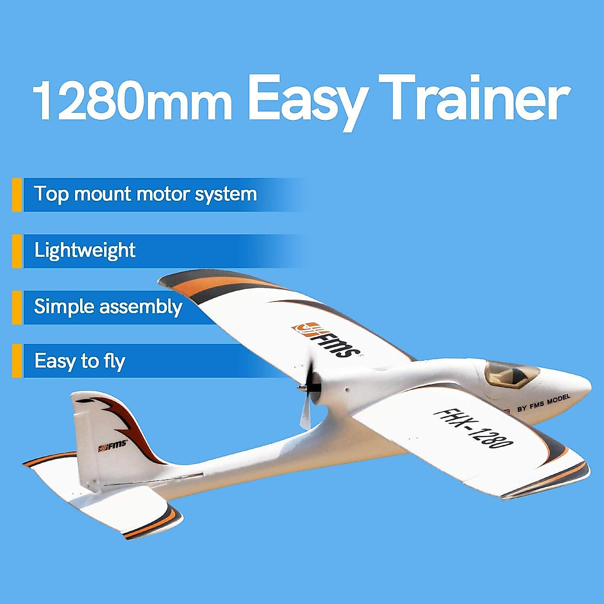 Fms Rc Plane for Adults Easy Trainer RC Airplane 4CH 1280mm (50.4") Wingspan Beginner Without Reflex RTF Ready to Fly (Included Transmitter/Receiver/Battery)