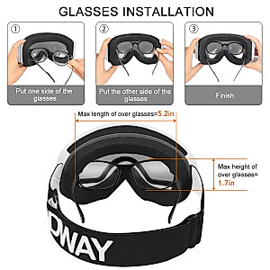 findway Kids Ski Goggles, Kids Snow Snowboard Goggles for Boys Girls Youth OTG