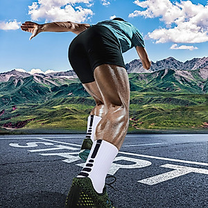 JHM Thick Protective Sport Cushion Elite Basketball Compression Athletic Socks - White, Black - Unisex Adults - 3 Count - US Shoe Sizes 6-13