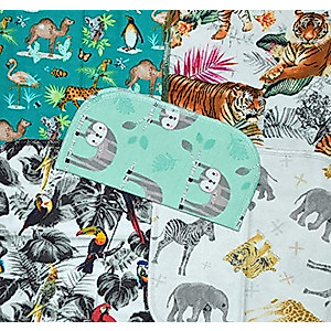 2 Ply Printed Flannel 8x8 Inches Set of 5 Little Wipes Zoological Wildlife