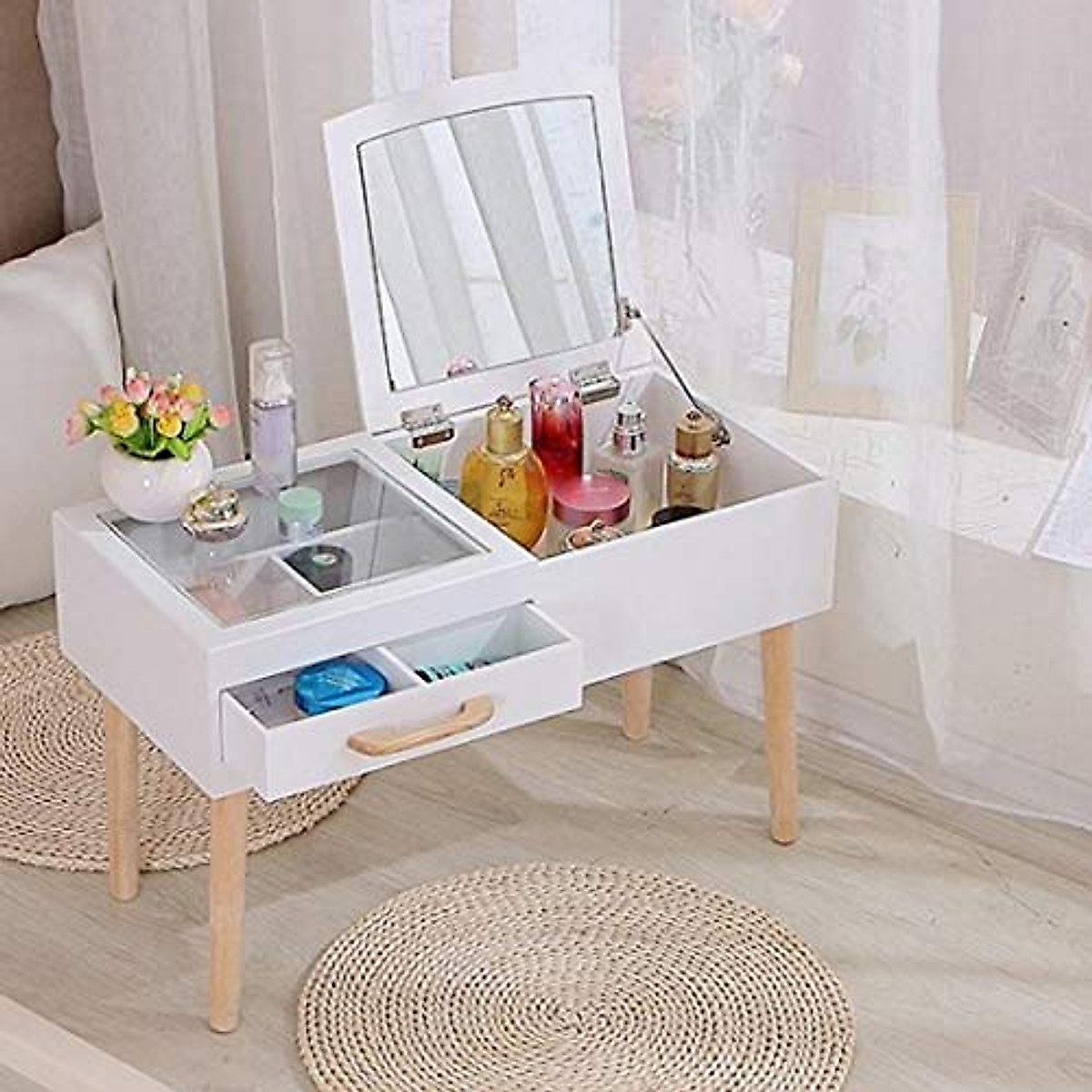QJPAXL Nordic Window Economical Multi-Functional Small Apartment Bedroom Dressing Table Simple Dressing Table
