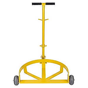SDSNTE Heavy-Duty Steel 55 Gallon Drum Dolly for Moving Heavy Drums Easily with Removable and Versatile Handle, Weight Capacity 1100lbs, Yellow, Pack of 1