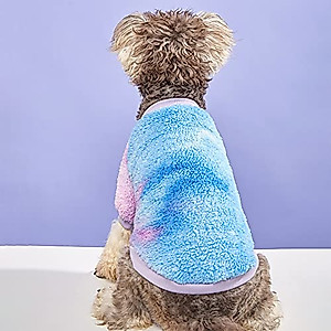 Warm Puppy Winter Sweater Thickened Plush Pet Dog Clothes for Small Dogs Clothing, Gradient Blue, Small