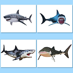 8 Pieces of Sharks Wall Stickers Peel and Stick Shark Wall Decals Sharks Removable Shark Decorations Sea Creature Animal Decal for Party Room Nursery Home Decor