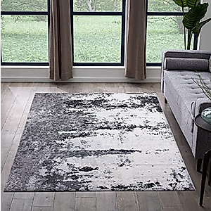 Edenbrook Area Rugs for Living Room - Black and Cream Rug-Low Pile Perfect for High Traffic Areas, 8x10 Rug